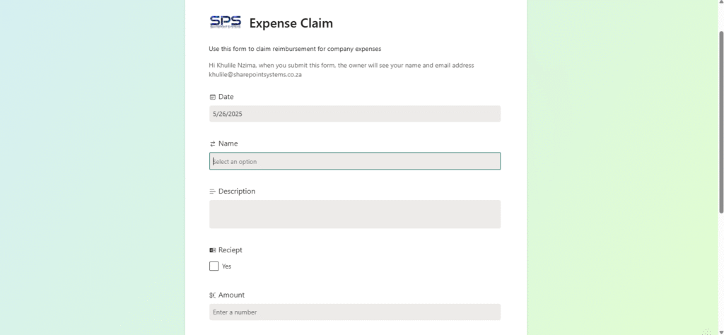 Expense Claims App - Sharepoint Systems